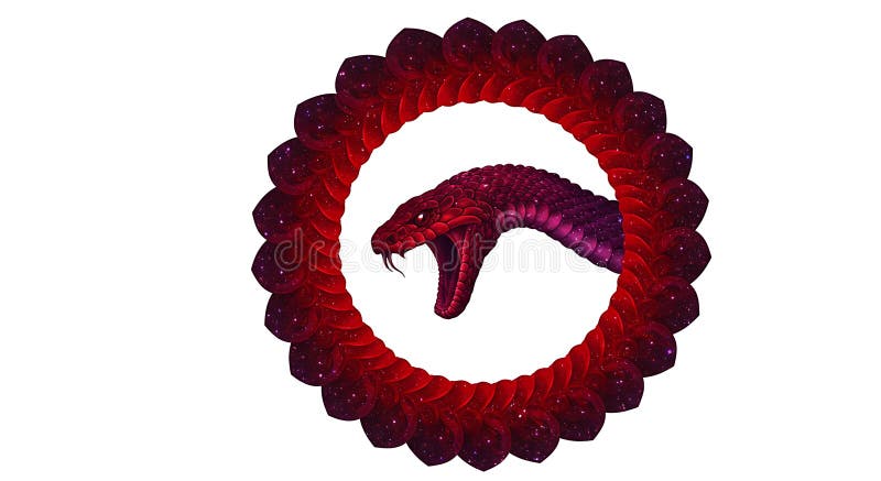 A Digitally Rendered Snake Forms a Circular Pattern, Biting Its Tail ...