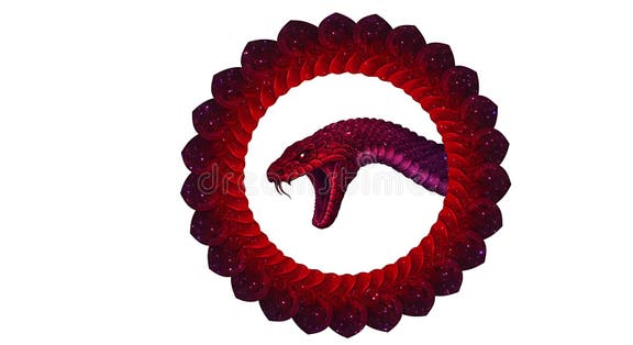 A Digitally Rendered Snake Forms a Circular Pattern, Biting Its Tail ...