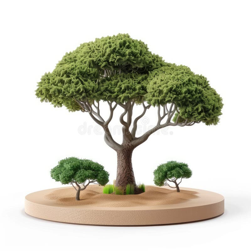 Serene Bonsai Tree in a Sandy Landscape, Isolated on White Background ...