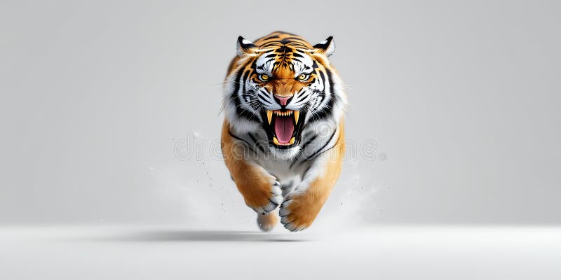 Leaping Tiger: Digital Art with Pixelated Style Stock Illustration ...