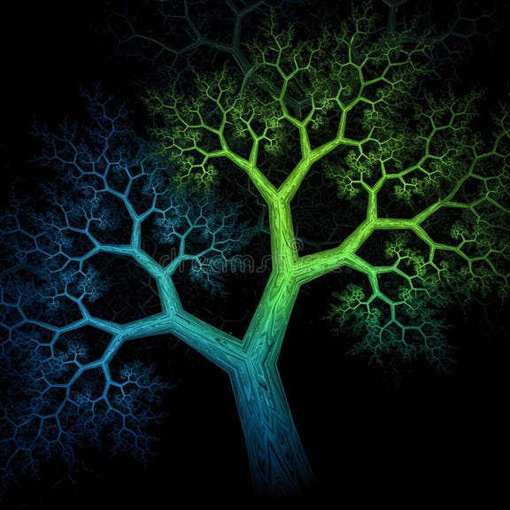 A Digitally Rendered Tree with a Network of Branching Patterns in ...