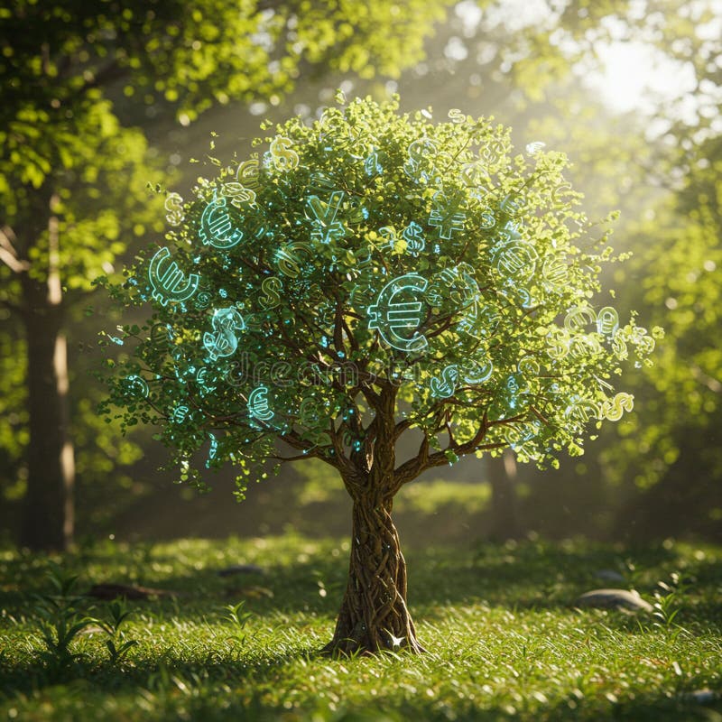 A Digitally Rendered Tree Stands in a Sunlit Forest, Featuring a ...