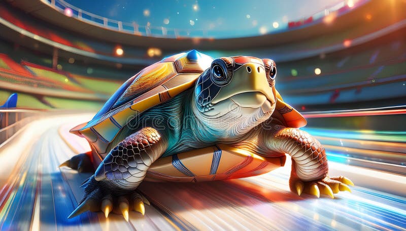 Turtle on the Running Track Stock Illustration - Illustration of ...