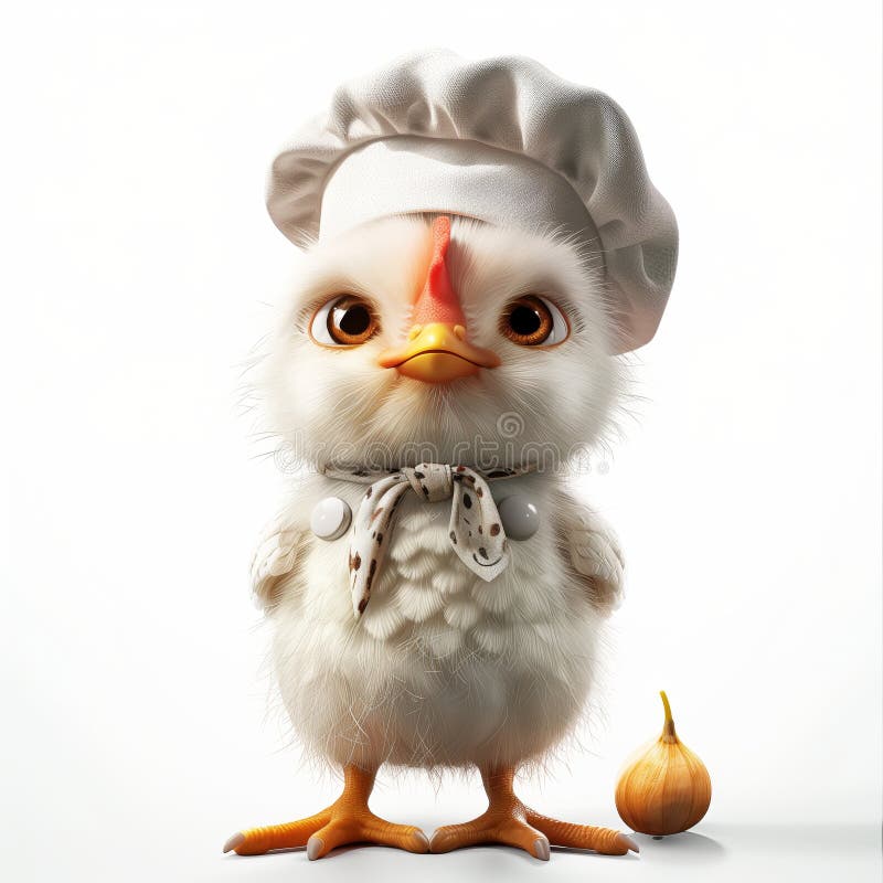 A White Chick Wearing a Chefs Hat with a Stern Expression Stock Image ...