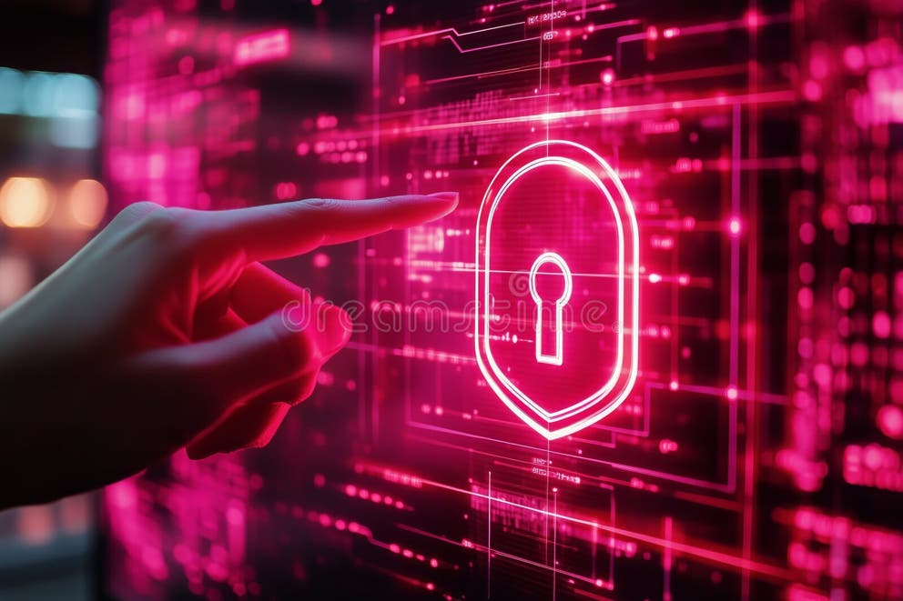 Digitally Secured System Activated by User with a Hand Pressing a ...