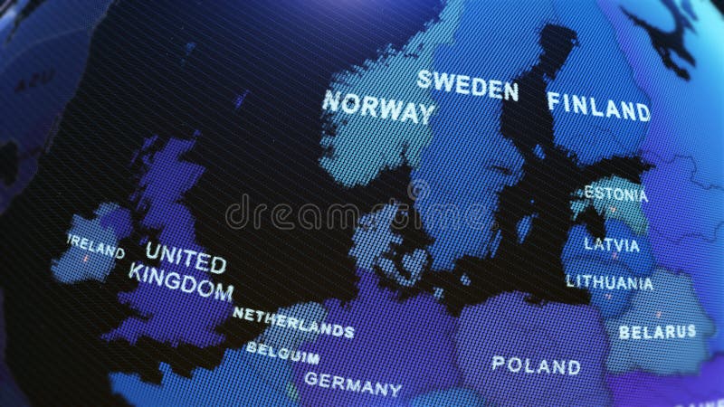 A Digitally Stylized Map of Northern and Western Europe, 3d Rendering ...