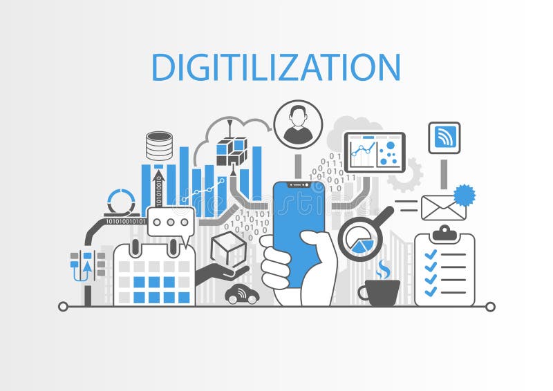 Digitilization Concept As Illustration with Hand Holding Bezel-free ...