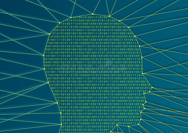 Digitization and Artificial Intelligence Concept with Side Profile of ...