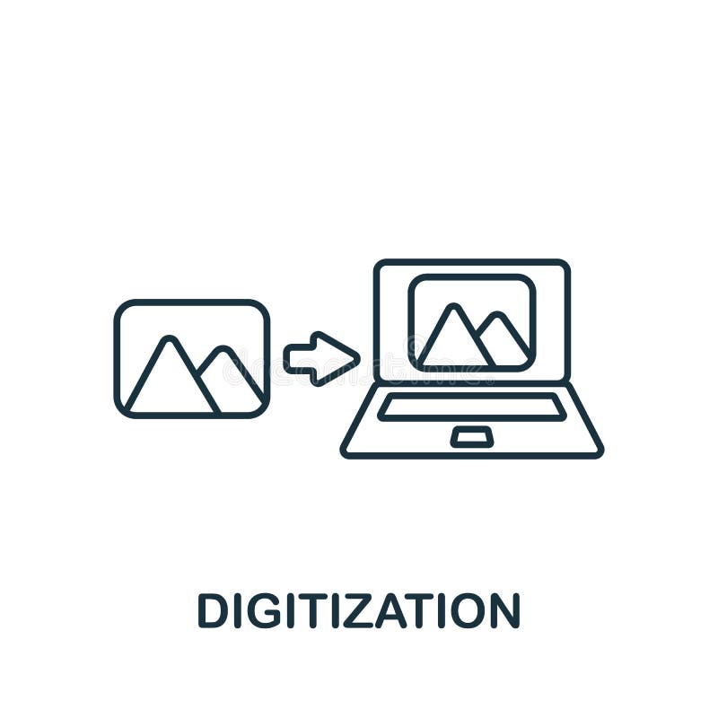 Digitization Icon. Line Simple Industry 4.0 Icon for Templates, Web ...