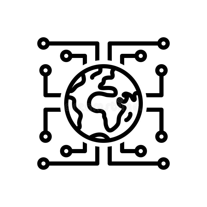 Black Line Icon for Digitization, Technology and Cyber Stock Vector ...