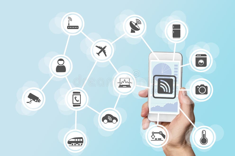 Digitization and Mobility Concept Illustrated by Hand Holding Modern ...