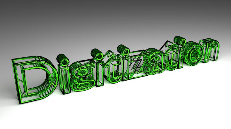 Digitization Sign in Green and Glossy Letters Stock Illustration ...