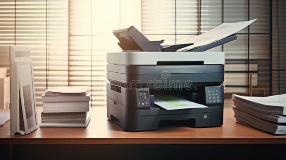 Digitize document on desk stock illustration. Illustration of office ...