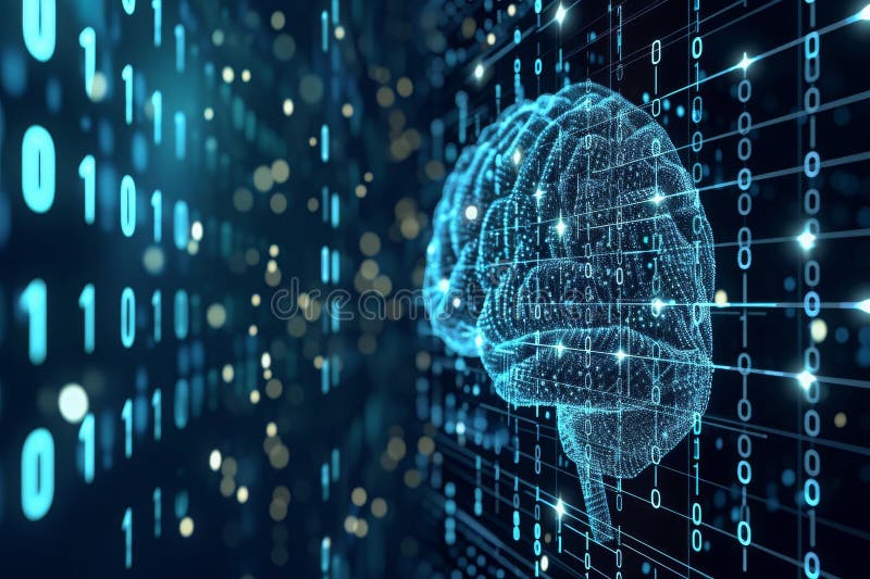 Digitized Brain Exploring The Complex World Of Numbers Binary Code Forming The Pattern Of A 8841