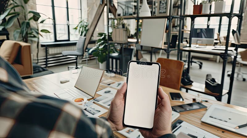 Digitized Connection: Person Holding a Cell Phone Stock Image - Image ...