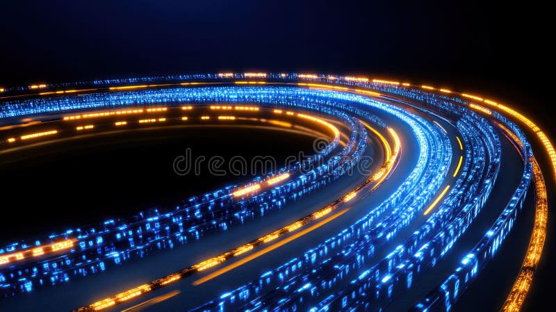 Digitized Highway: Blue Light Trails Representing High Speed Data ...