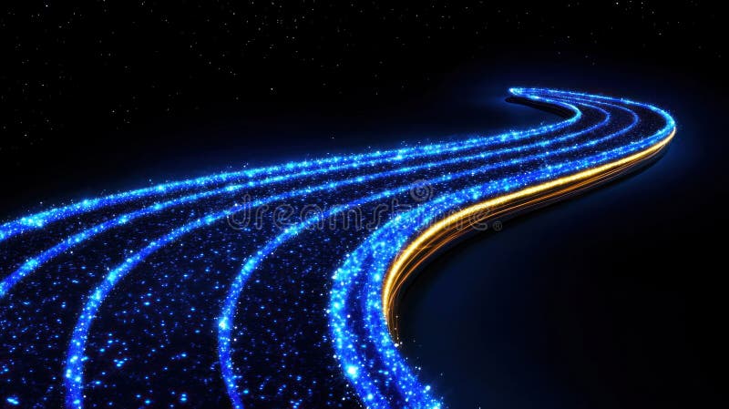 Digitized Highway: Blue Light Trails Representing High Speed Data ...