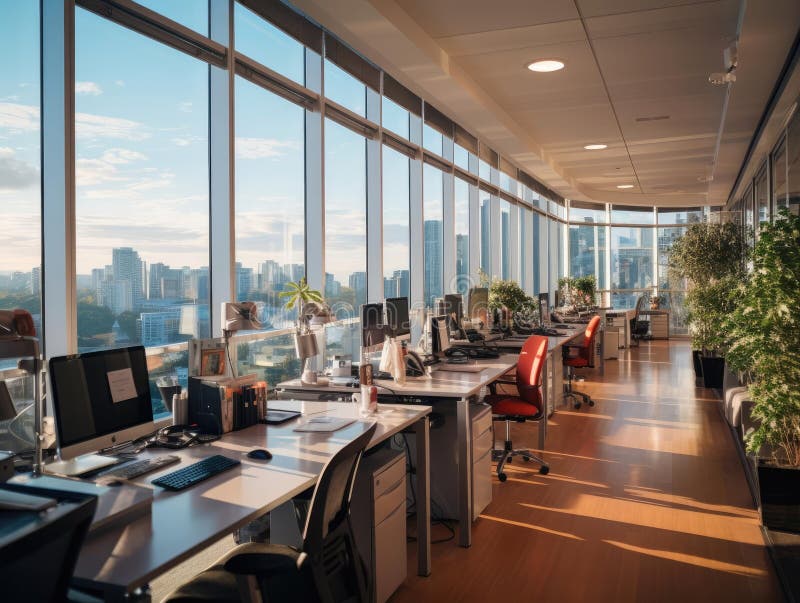 Digitized Office with Futuristic Climate Control Stock Illustration ...