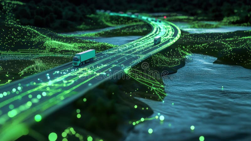 A Digitized Platform Displaying a Map with Routes Marked in Green ...