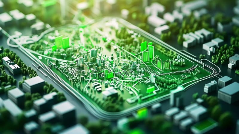 A Digitized Platform Displaying a Map with Routes Marked in Green ...