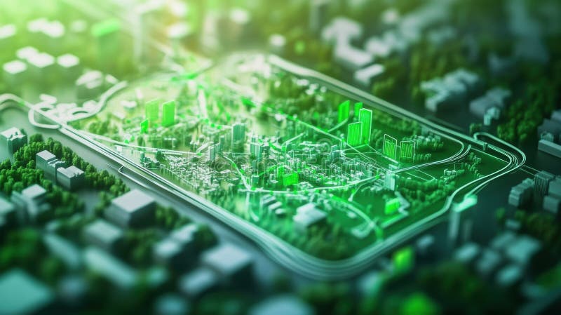 A Digitized Platform Displaying a Map with Routes Marked in Green ...