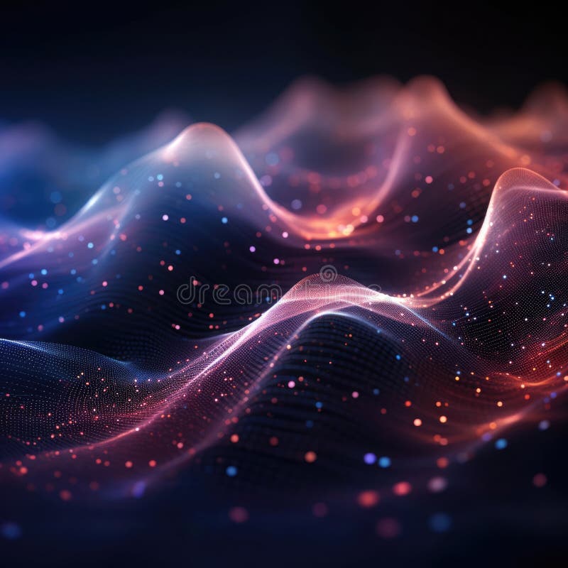 Digits Abstract Background With Connected Line And Dots Wave Flow Digital Neural Networks 6516