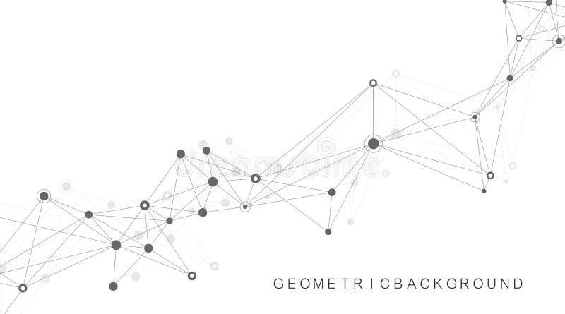 Digits Abstract Background With Connected Line And Dots Wave Flow Digital Neural Networks