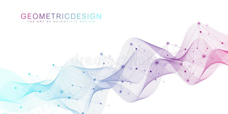 Digits Abstract Background With Connected Line And Dots Wave Flow Digital Neural Networks 6580