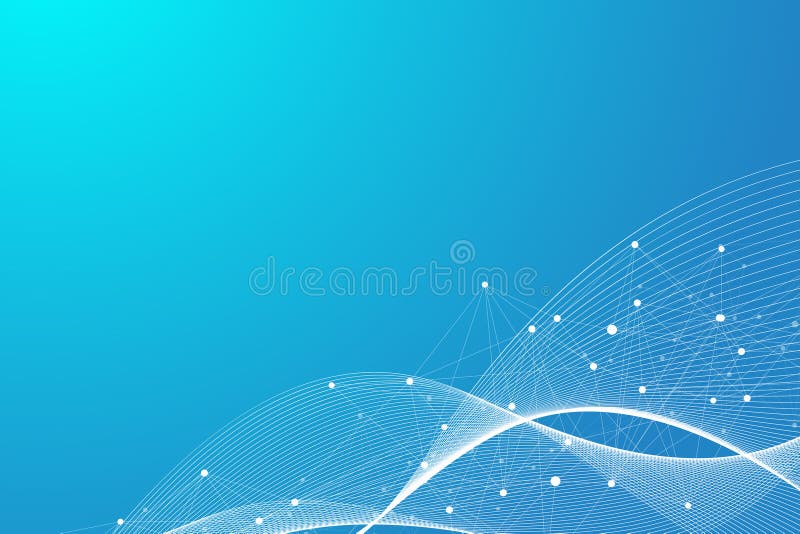 Digits Abstract Background With Connected Line And Dots Wave Flow Digital Neural Networks 8919