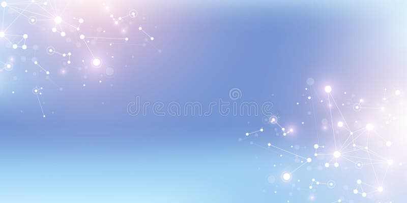 Digits Abstract Background With Connected Line And Dots Wave Flow