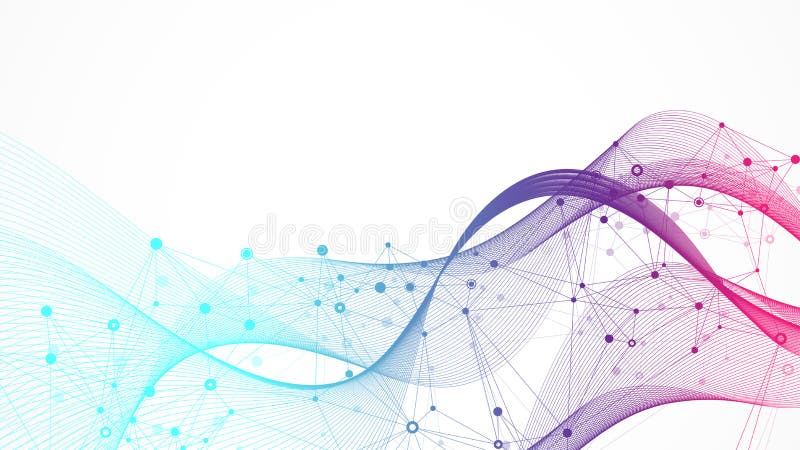 Digits Abstract Background with Connected Line and Dots, Web Cover ...