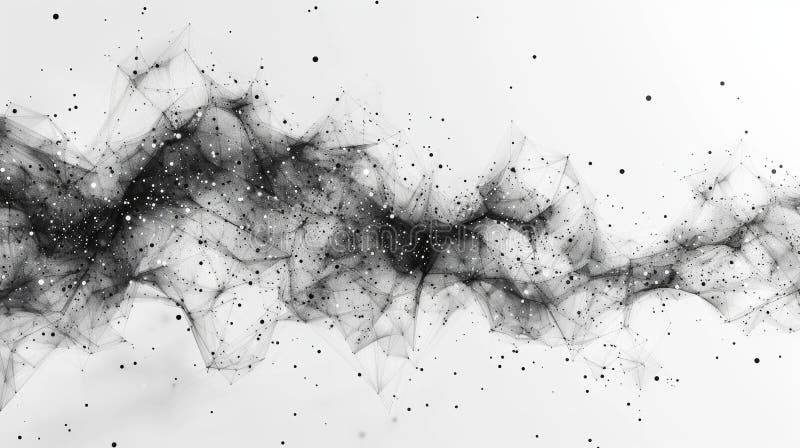 Digits Abstract Background With Connected Lines And Dots Wave Flow Digital Neural Networks Stock