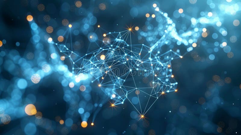 Digits Abstract Background with Connected Lines and Dots Wave Flow Digital Neural Networks Stock ...