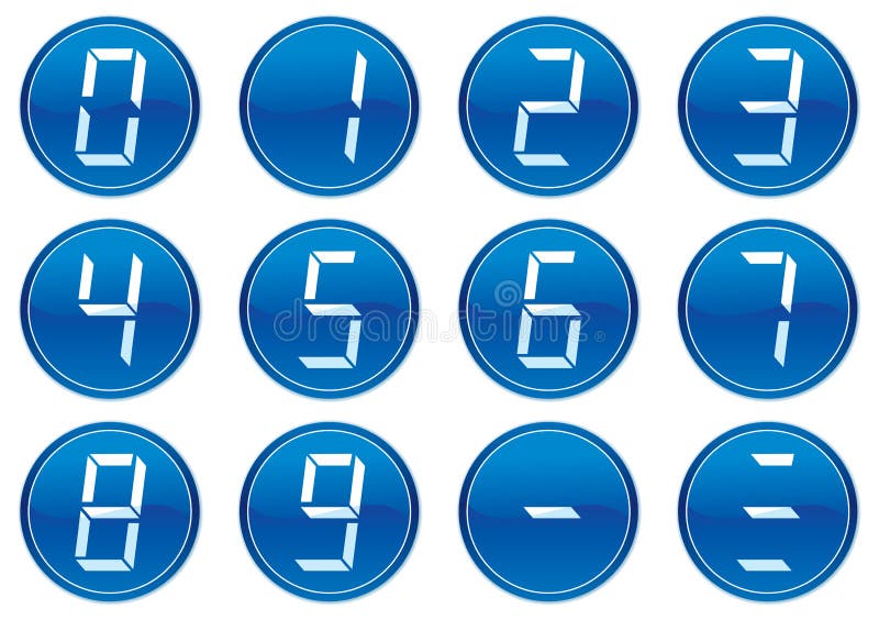 Digits icons set. stock vector. Illustration of blue, button - 7002417