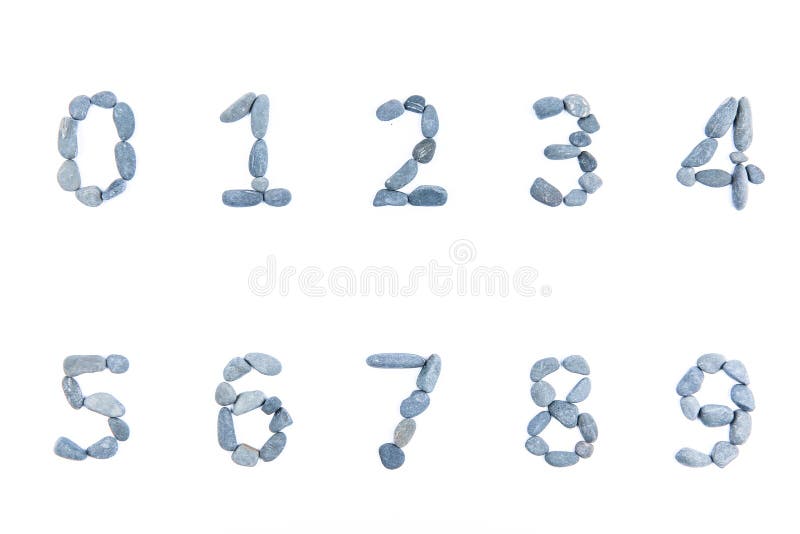 Digits Lined with Stones on White Background. Stock Image - Image of ...