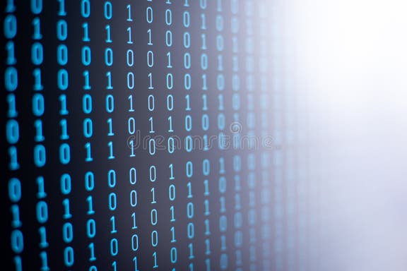 0 and 1 Digits in Vertical Lines on Computer Screen Stock Photo - Image ...