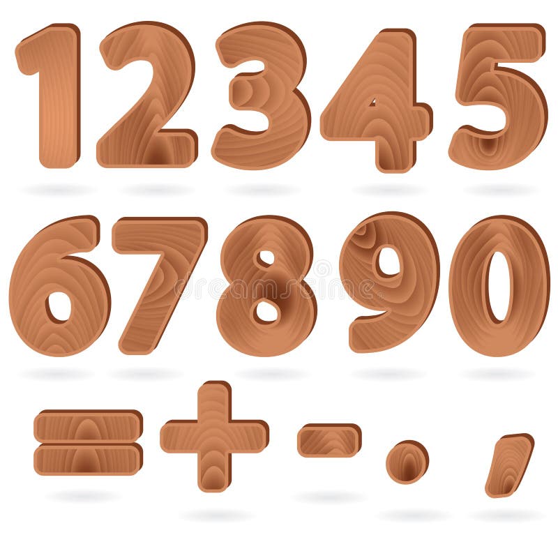 Digits in Wood Grain Textured Style Stock Illustration - Illustration ...