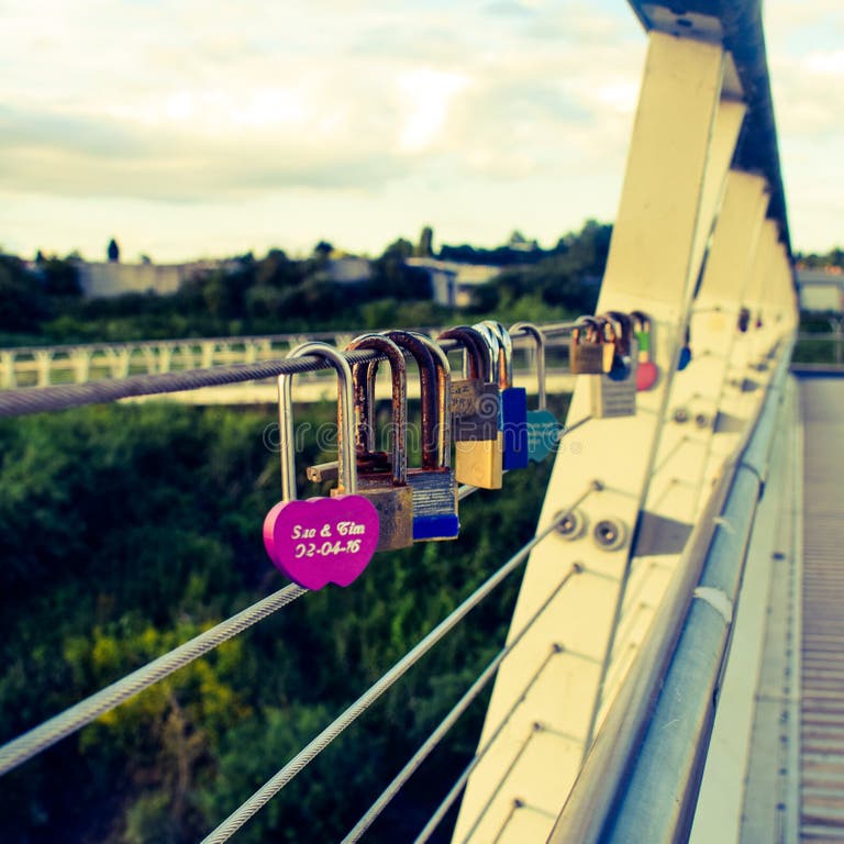 Diglis bridge padlocks editorial stock photo. Image of worcester - 73928458