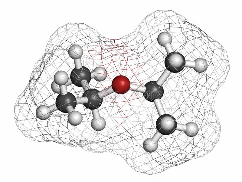 Diisopropyl Ether Chemical Solvent Molecule. Atoms are Represented As ...