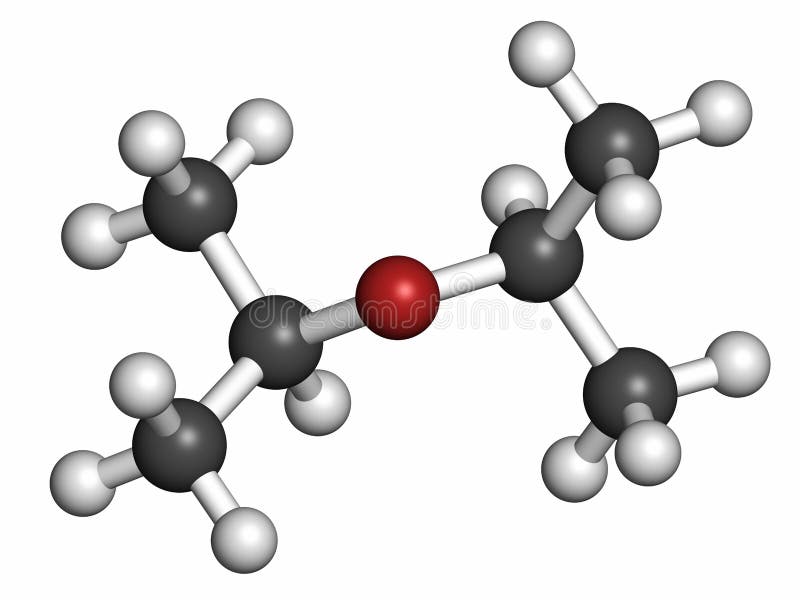 Diisopropyl Ether Chemical Solvent Molecule. Atoms are Represented As ...