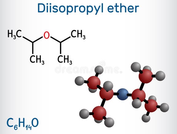 Diisopropyl Ether Molecule. Structural Chemical Formula, Molecule Model ...