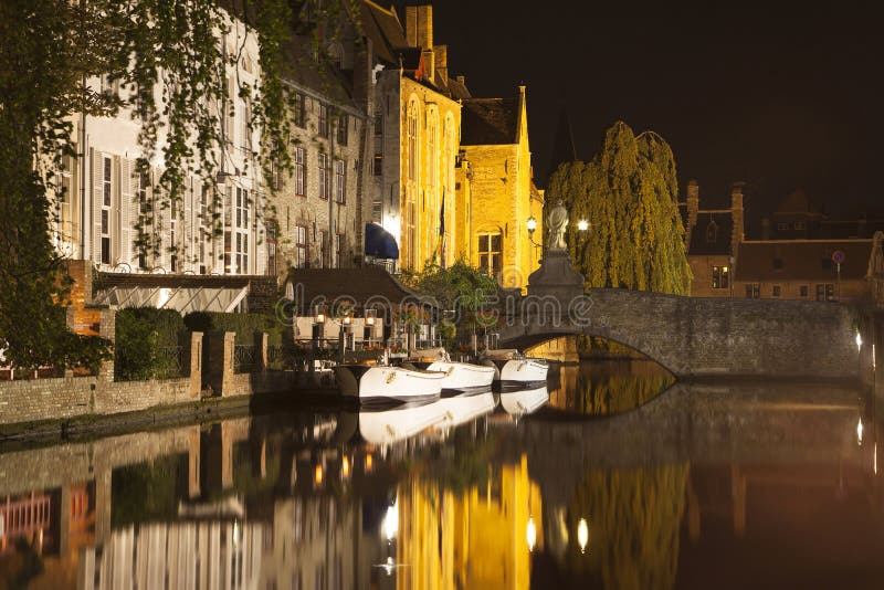 The Dijver Canal in Bruges stock image. Image of vlaanderen - 95212779
