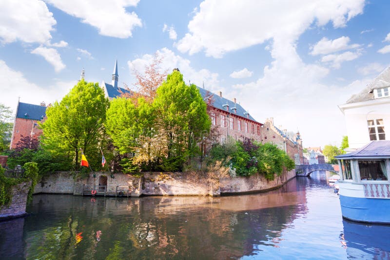 Dijver View from the River in Bruges, Belgium Stock Photo - Image of ...