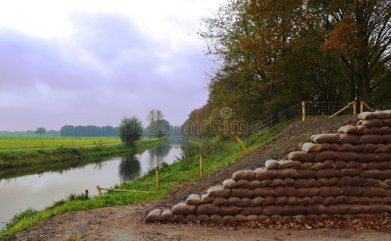 Emergency Dikes To Stem the Flood of the River Bacchiglione Stock Photo ...