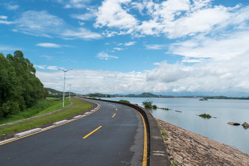 And road beside the river stock image. Image of outdoor - 254606817