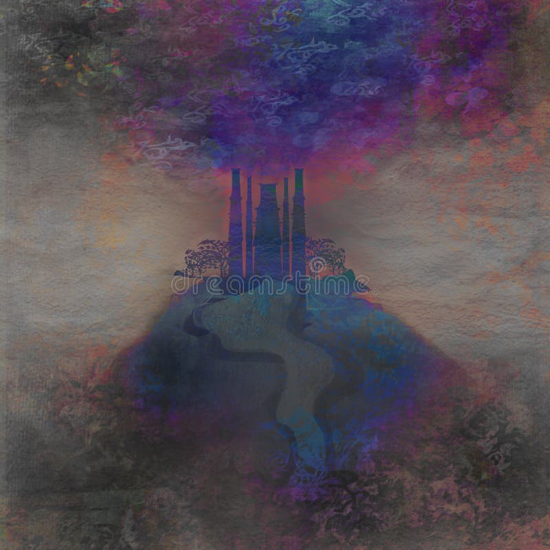 Dikke Rook Die Fabrieks Uit Schoorsteen Komen Stock Illustratie ...