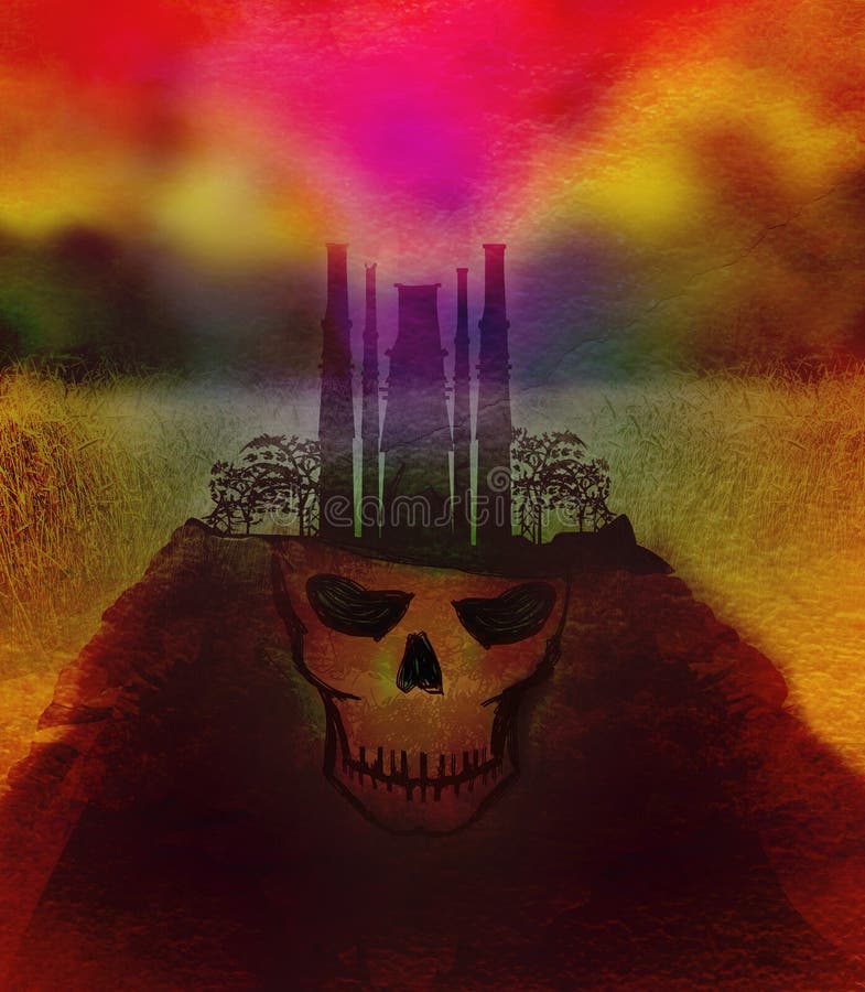 Dikke Rook Die Fabrieks Uit Schoorsteen Komen Stock Illustratie ...