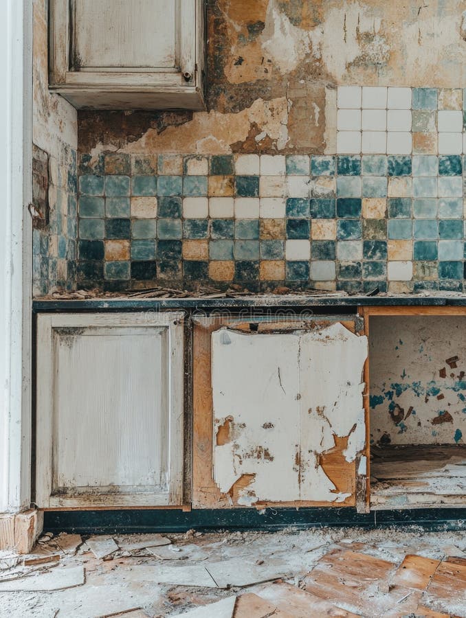 Dilapidated Abandoned Kitchen Stock Image - Image of structure, peeling ...