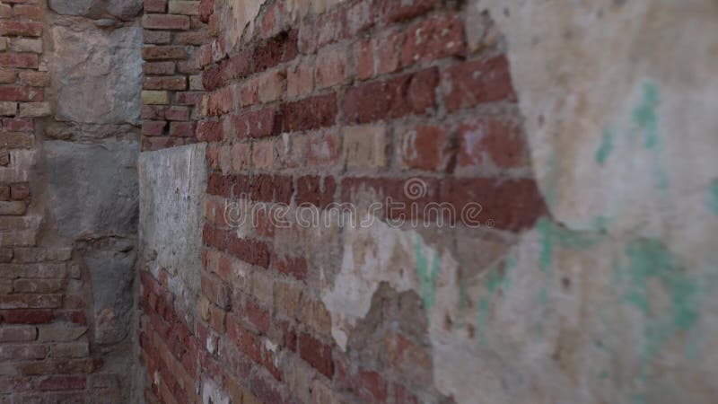 Dilapidated Brick Wall in an Old House Stock Video - Video of ...