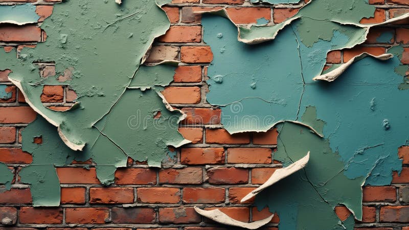 Dilapidated Brick Wall, Peeling Paint Texture High Quality Image Stock ...